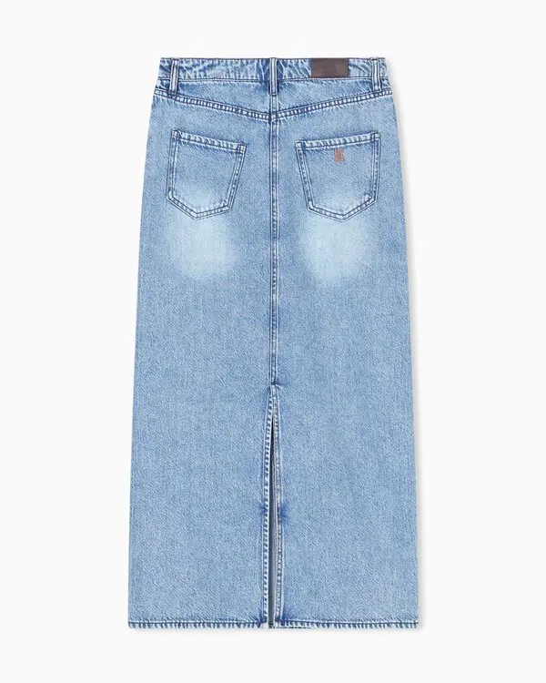 Armani Exchange Long Denim Skirt In Lyocell Cotton