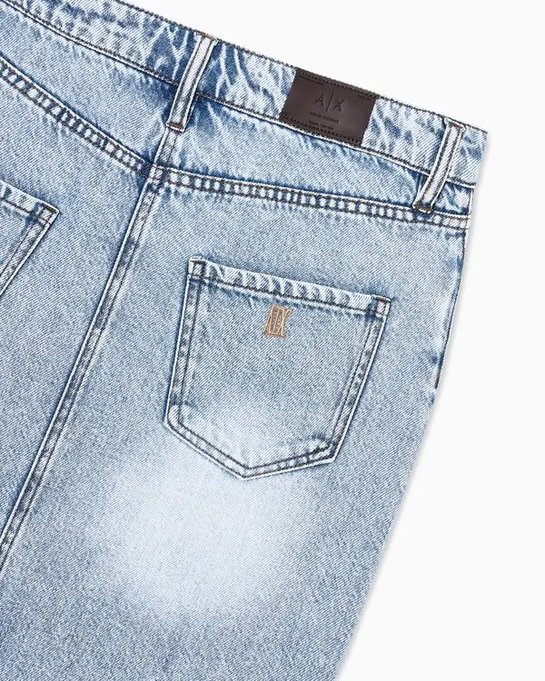 Armani Exchange Long Denim Skirt In Lyocell Cotton