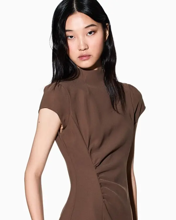 Armani Exchange Short Dress In Mixed Fabric