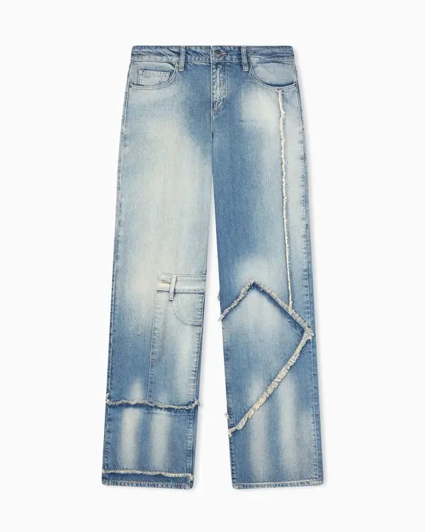 Armani Exchange Relaxed Fit Jeans In Pigmented Denim Used Look - Blue