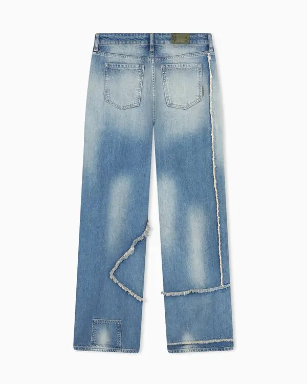 Armani Exchange Relaxed Fit Jeans In Pigmented Denim With Used Look