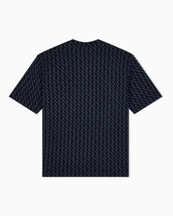 Armani Exchange Cotton Jersey T-shirt With An All-over Pattern Essential - Black