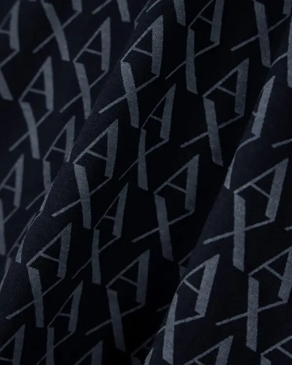 Armani Exchange Cotton Jersey T-shirt With An All-over Pattern Essential - Black