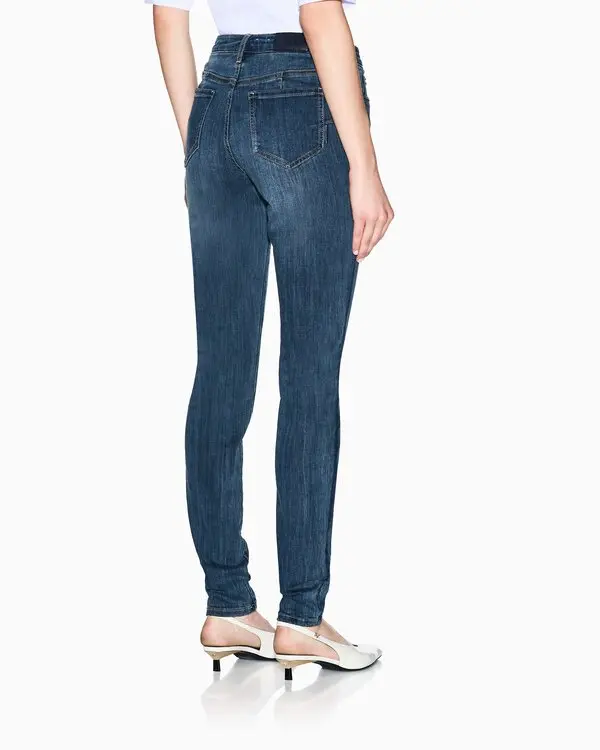 Armani Exchange Super Skinny Lift-up Jeans In Faded Stretch Cotton - Blue