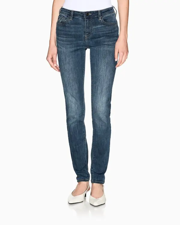 Armani Exchange Super Skinny Lift-up Jeans In Faded Stretch Cotton - Blue