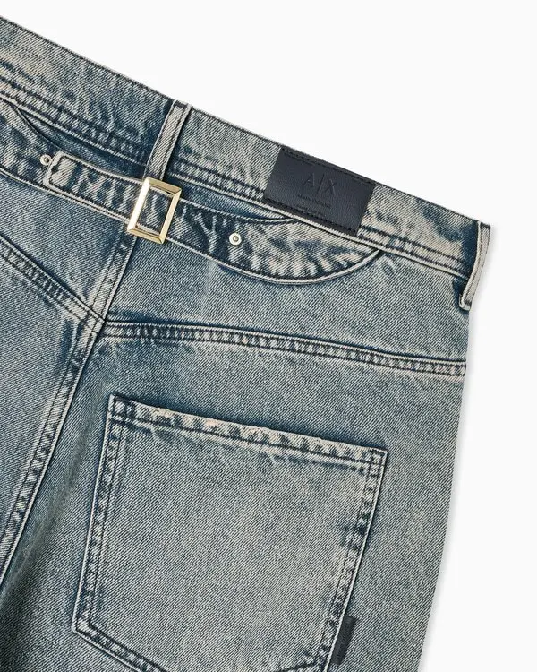 Armani Exchange Relaxed Fit Distressed Denim Pants