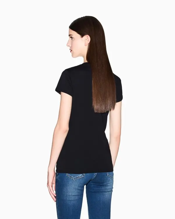 Armani Exchange Slim-fit Cotton Jersey T-shirt With Script Logo Essential - Black