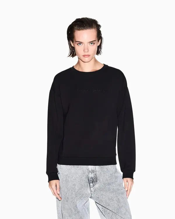 Armani Exchange Viscose Scuba Crewneck Sweatshirt - Black