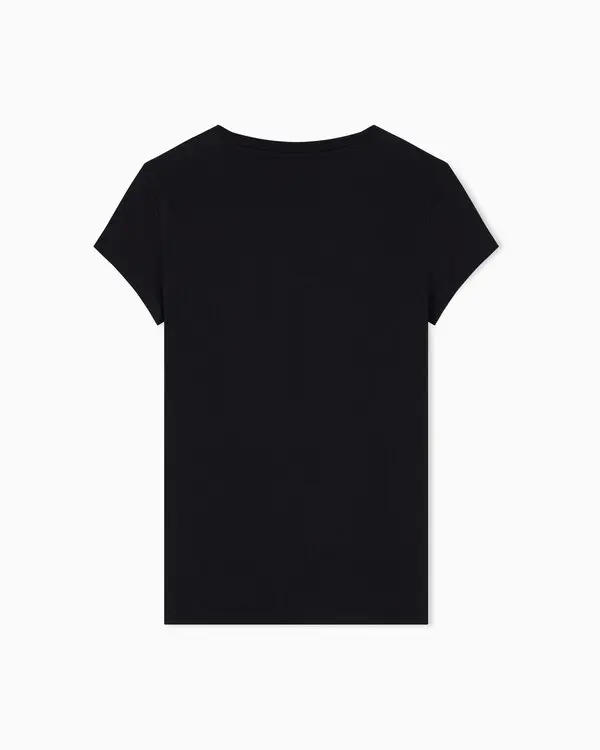 Armani Exchange Slim-fit Cotton Jersey T-shirt With Metallic Logo - Black