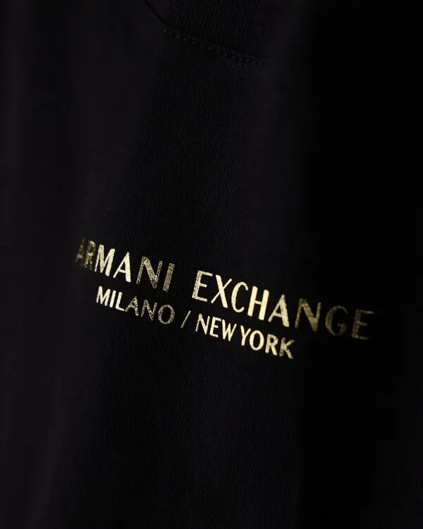 Armani Exchange Slim-fit Cotton Jersey T-shirt With Metallic Logo - Black