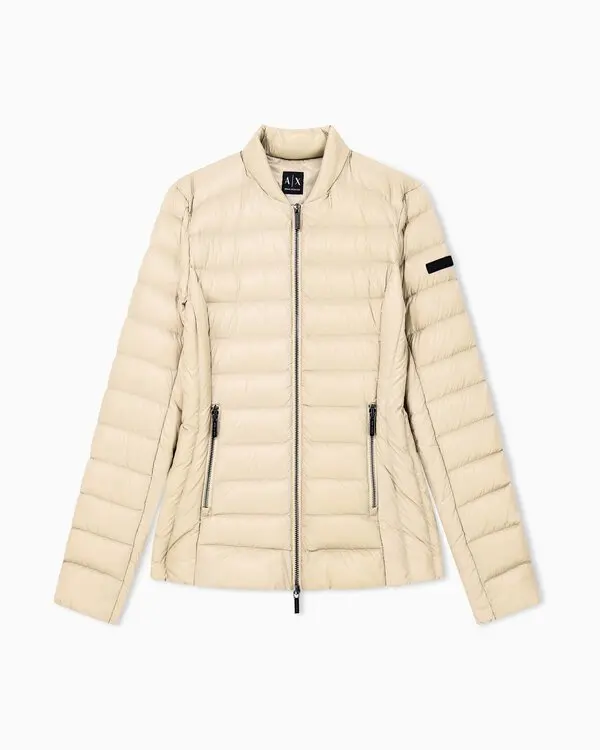 Armani Exchange Lightweight Nylon Slim Fit Down Jacket - Beige