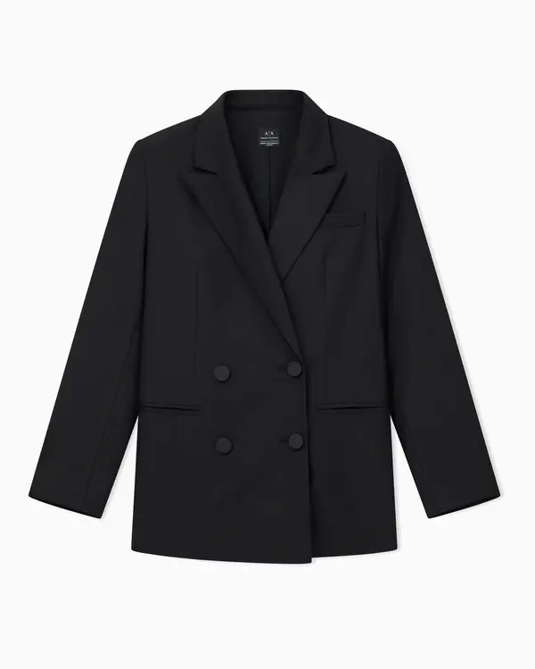 Armani Exchange Double-breasted Jacket In Viscose Blend Twill
