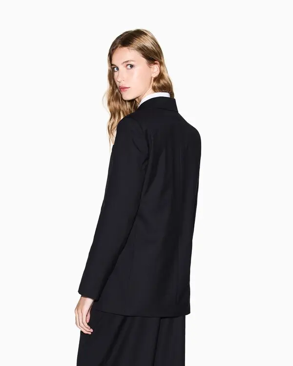 Armani Exchange Double-breasted Jacket In Viscose Blend Twill