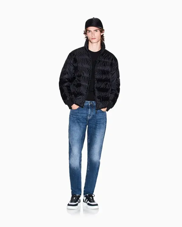 Armani Exchange Quilted And Warm Jacket In A Nylon Jacquard Essential