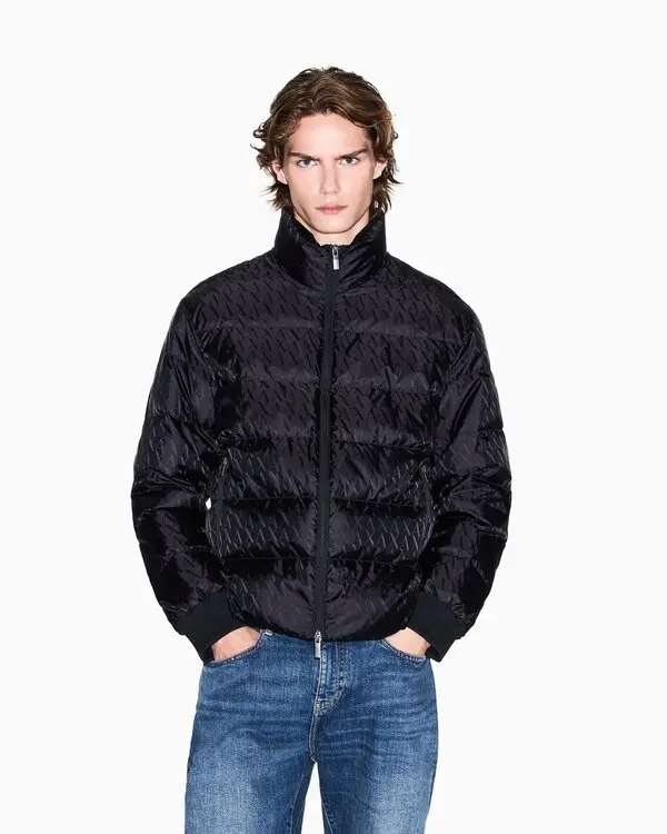 Armani Exchange Quilted And Warm Jacket In A Nylon Jacquard Essential