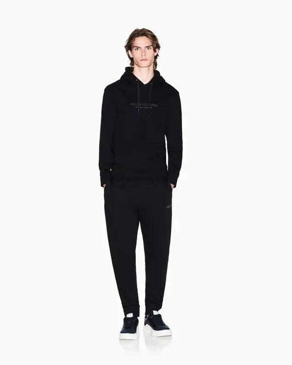 Armani Exchange Regular Fit French Terry Hoodie With A Logo Print Essential - Black