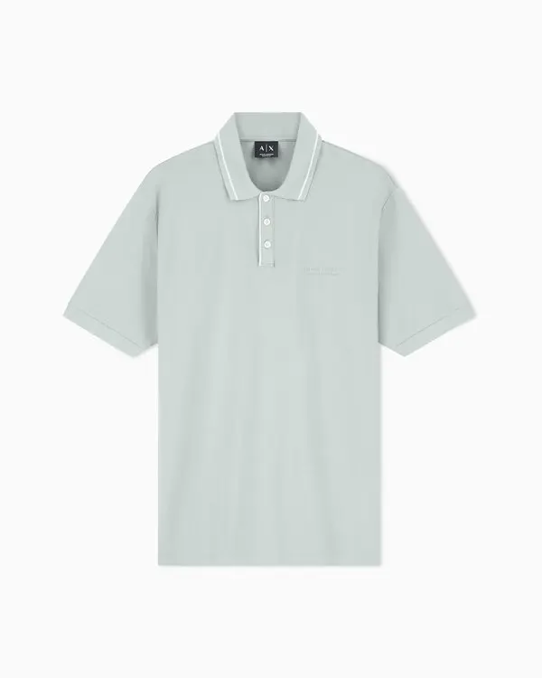 Armani Exchange Polo Shirt In Stretch Cotton With Contrast Trim Essential - Green