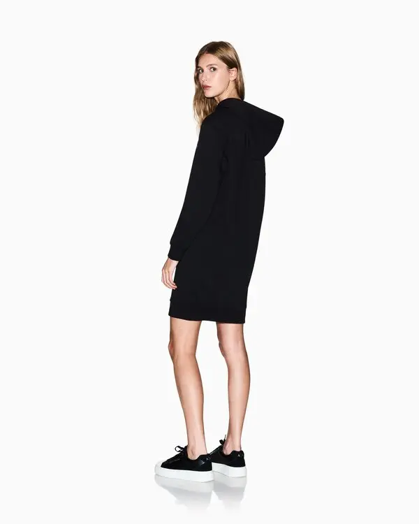 Armani Exchange Cotton French Terry Logo Hoodie Dress