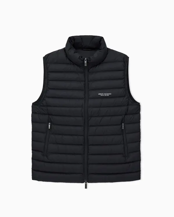 Armani Exchange Quilted Full-zip Down Vest With A High Collar Essential - Black