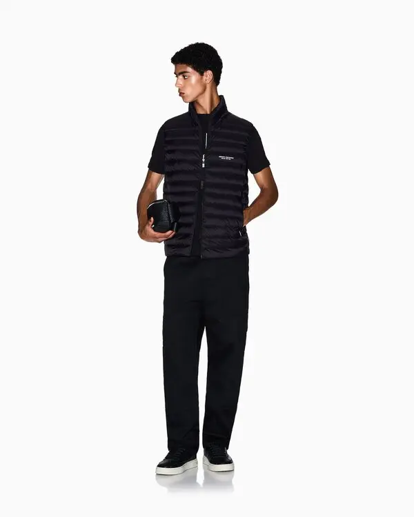 Armani Exchange Quilted Full-zip Down Vest With A High Collar Essential - Black