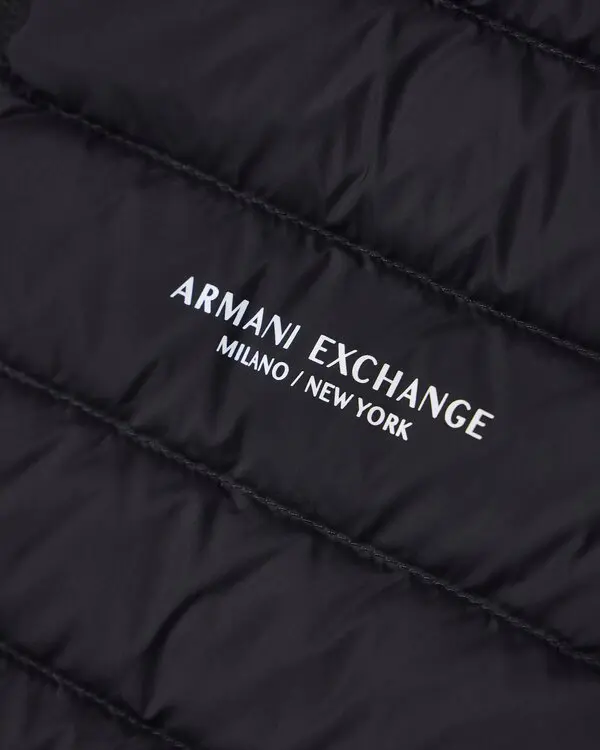 Armani Exchange Quilted Full-zip Down Vest With A High Collar Essential - Black