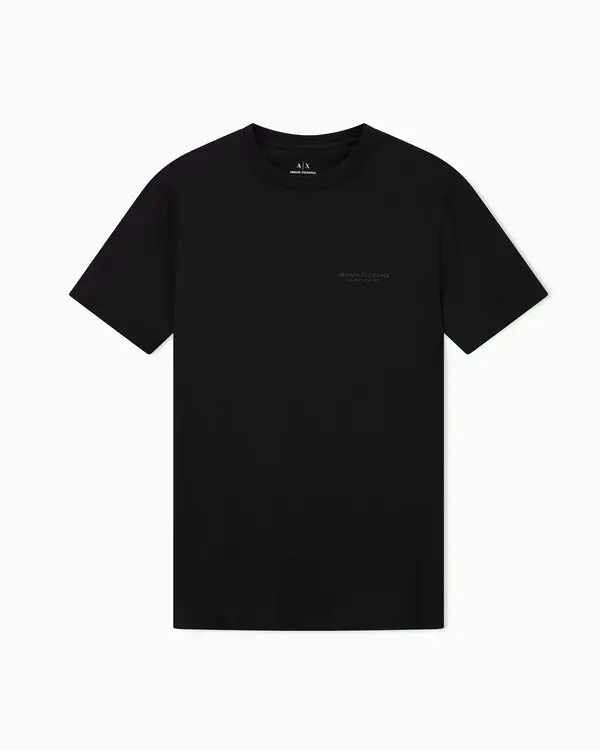 Armani Exchange Regular Fit Cotton T-shirt With A Chest Logo Essential - Black