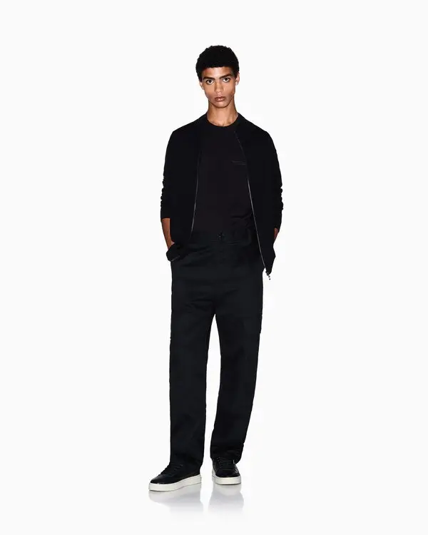 Armani Exchange Regular Fit Cotton T-shirt With A Chest Logo Essential - Black