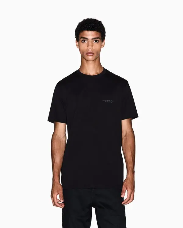 Armani Exchange Regular Fit Cotton T-shirt With A Chest Logo Essential - Black