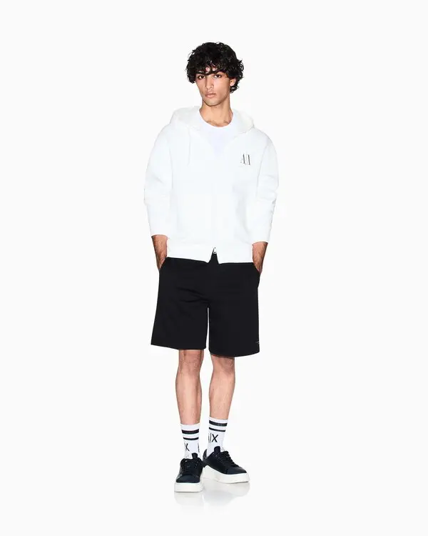 Armani Exchange Drawstring Cotton French Terry Shorts With Logo Essential - Black