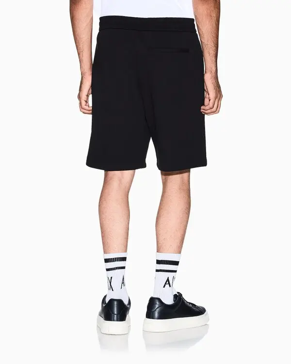 Armani Exchange Drawstring Cotton French Terry Shorts With Logo Essential - Black
