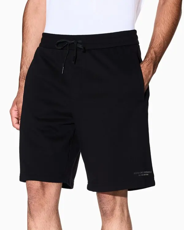 Armani Exchange Drawstring Cotton French Terry Shorts With Logo Essential - Black