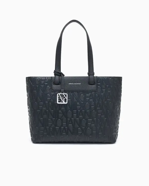 Armani Exchange Monogram Shopper Bag - Black