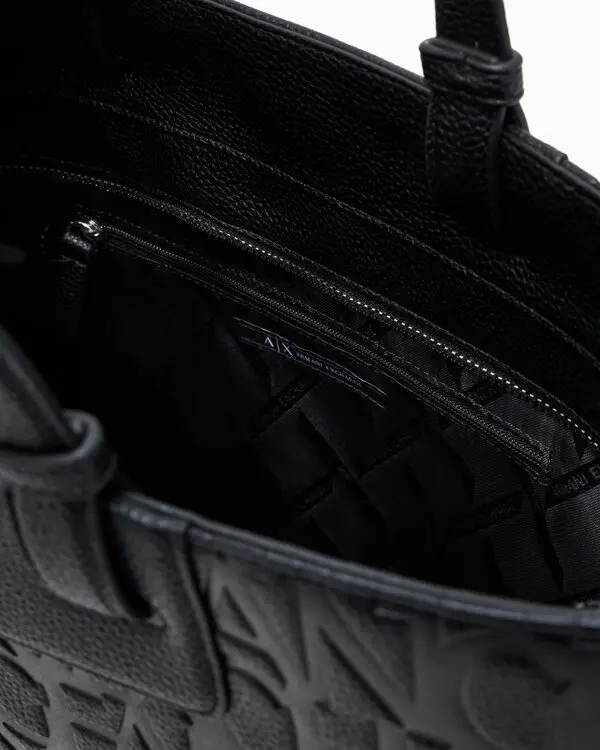 Armani Exchange Monogram Shopper Bag - Black