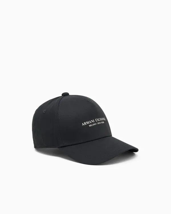 Armani Exchange Cotton Baseball Cap With Embroidered Logo Essential - Black