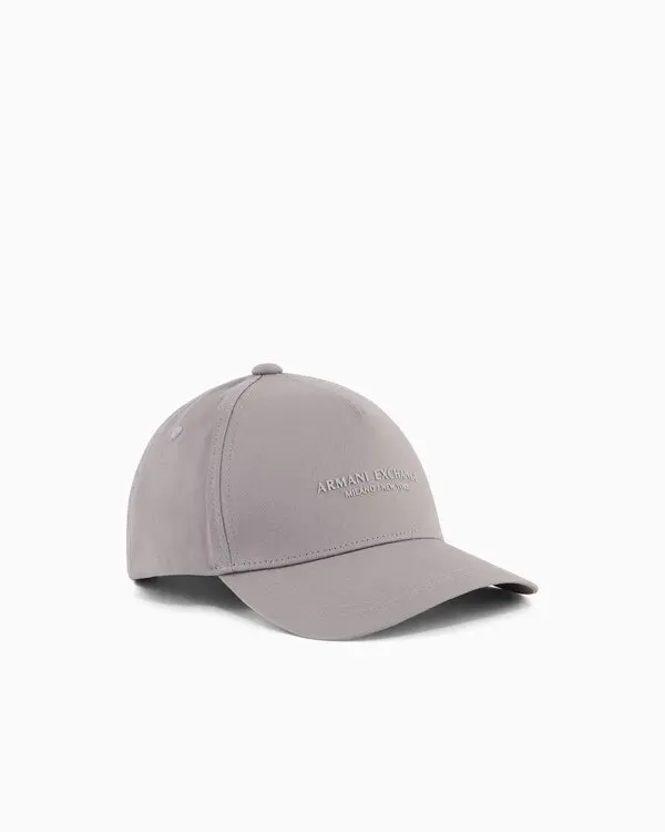 Armani Exchange Cotton Baseball Cap With Embroidered Logo Essential - Grey