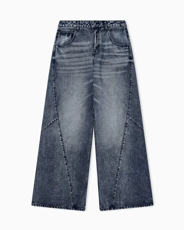 Armani Exchange Oversized Fit 5-pocket Pants In Rigid Cotton Denim - Grey