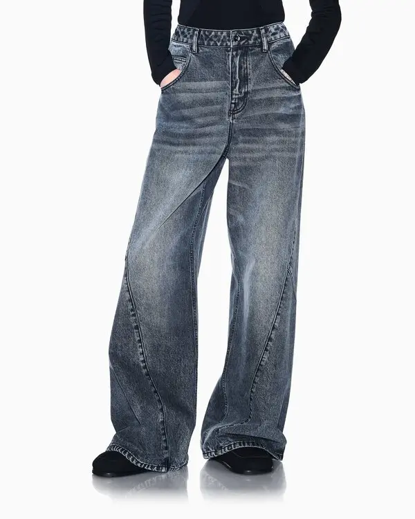 Armani Exchange Oversized Fit 5-pocket Pants In Rigid Cotton Denim