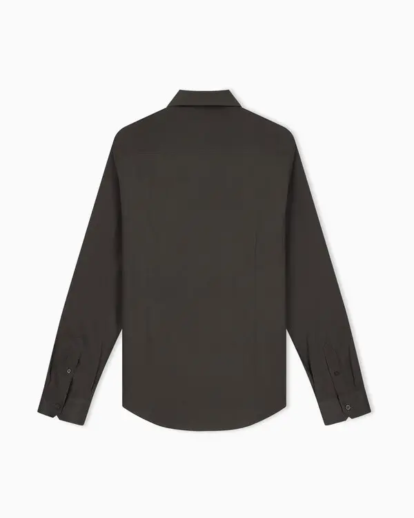 Armani Exchange Slim-fit Shirt Essential In Stretch Cotton Poplin - Brown