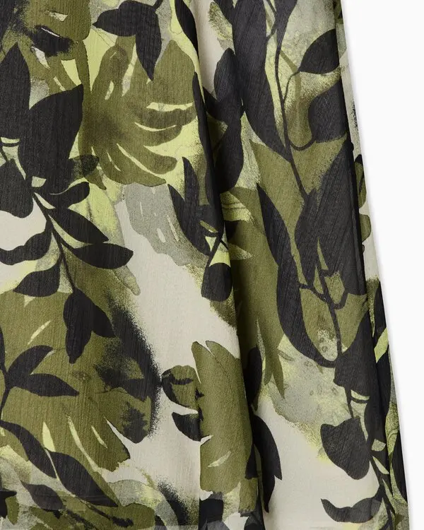 Armani Exchange Printed Crinkle Viscose Ruffle Mini Skirt