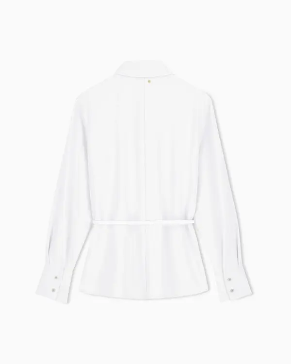 Armani Exchange Slim Fit Recycled Crepe Shirt With Belt - Beige