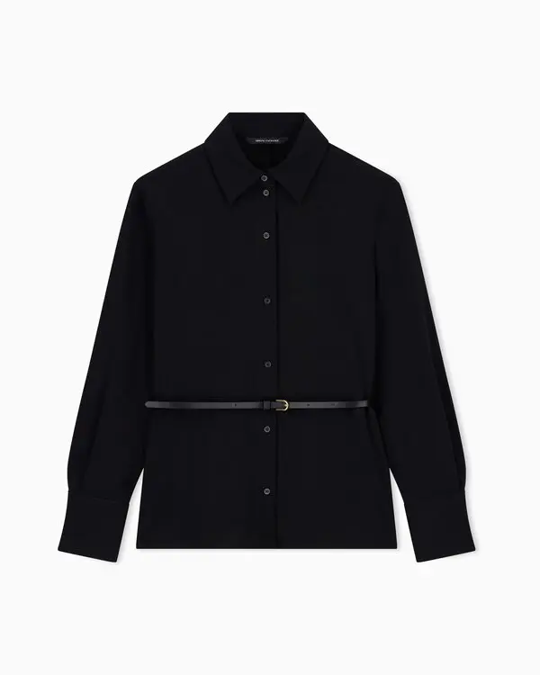 Armani Exchange Shirt Slim Fit Recycled Crepe With Belt - Black