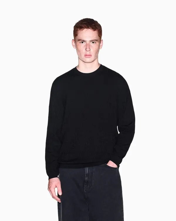 Armani Exchange Pullover In A Viscose Blend - Black