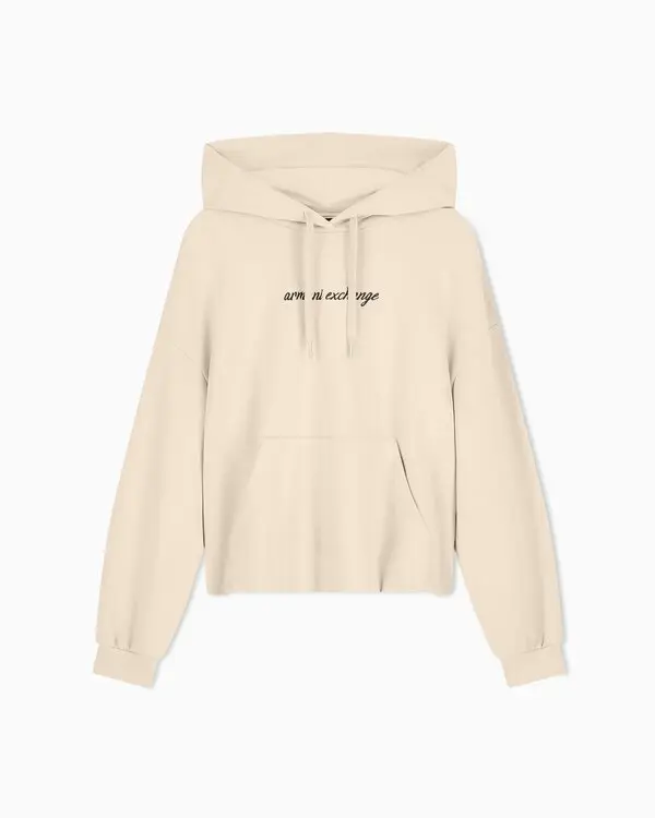 Armani Exchange Hooded Sweatshirt In Viscose Stretch Scuba - Beige