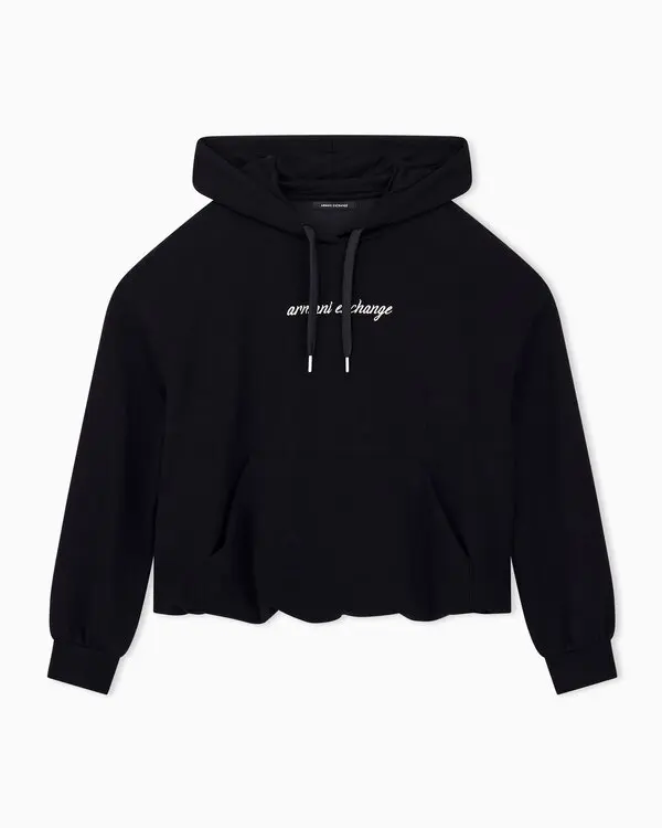 Armani Exchange Hooded Sweatshirt In Viscose Stretch Scuba - Black
