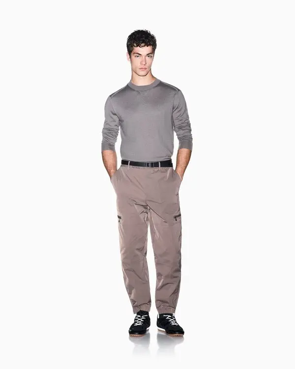 Armani Exchange Regular Fit Trousers With Lining - Brown