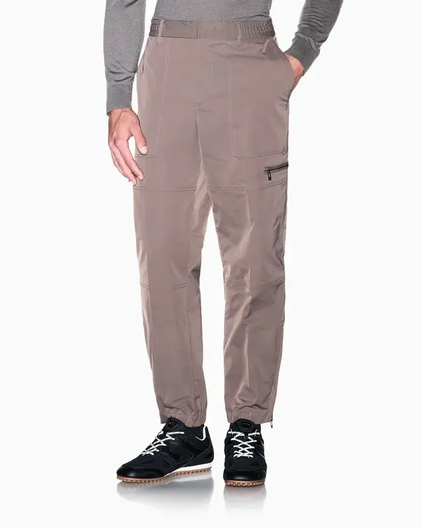Armani Exchange Regular Fit Trousers With Lining - Brown