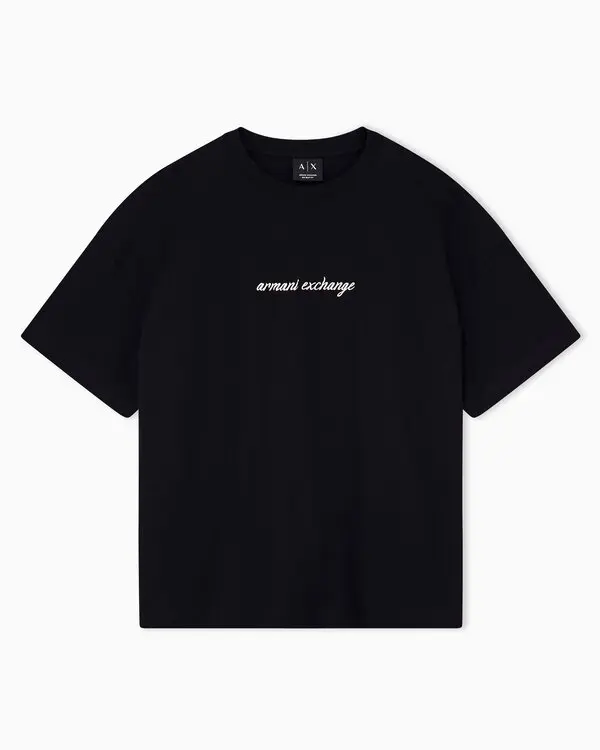 Armani Exchange Oversize T-shirt In Cotton Jersey - Black