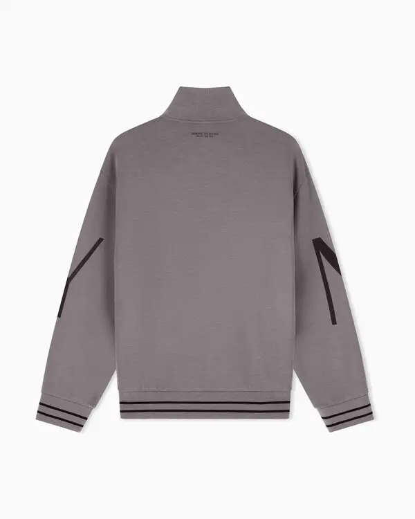 Armani Exchange Sweatshirt In Bonded Stretch Cotton - Brown