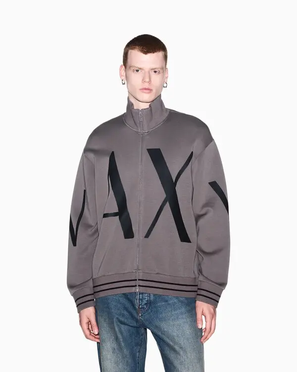 Armani Exchange Sweatshirt In Bonded Stretch Cotton - Brown