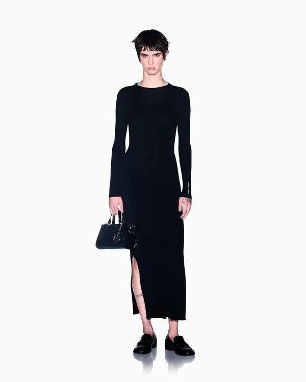Armani Exchange Slim Fit Dress Knitted In Recycled Viscose